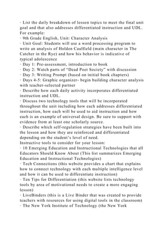 Creating a Unit PlanOnce you’ve gotten to know your studen.docx