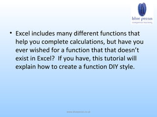 Creating A User‑Defined Function In Excel Using Vba | PPT