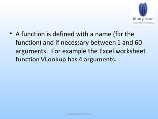 Creating A User‑Defined Function In Excel Using Vba | PPT