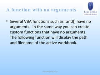 Creating A User‑Defined Function In Excel Using Vba | PPT