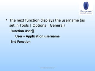 Creating A User‑Defined Function In Excel Using Vba | PPT