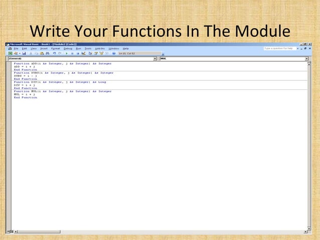 Creating A Vba Function Library For Use In Qtpvbscript Ppt