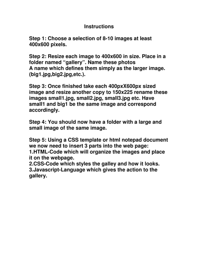 Creating a web gallery lightbox2 final | PDF