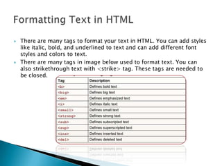 Creating a webpage in html | PPTX