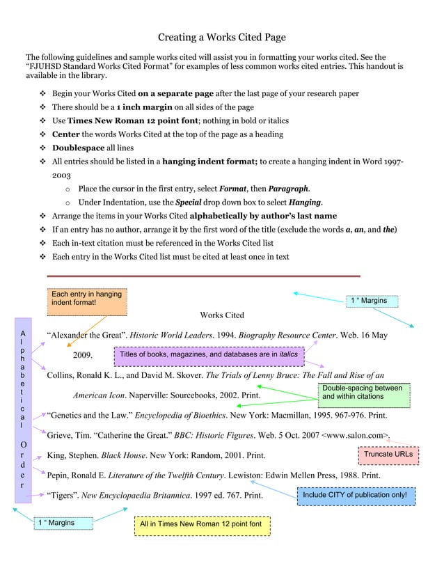 Creating a Works Cited Page and Parenthetical Citations - MLA 7 | PDF