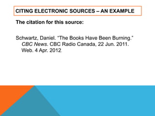 Creating a works cited page for a variety of sources | PPT