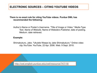 Creating a works cited page for a variety of sources | PPT