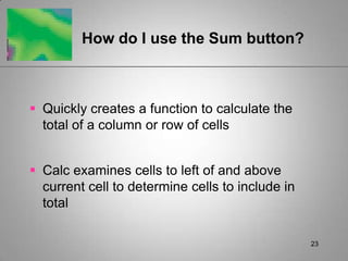 Creating a Worksheet in Calc | PPTX