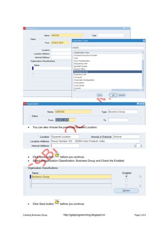 Creating business group in oracle apps | PDF