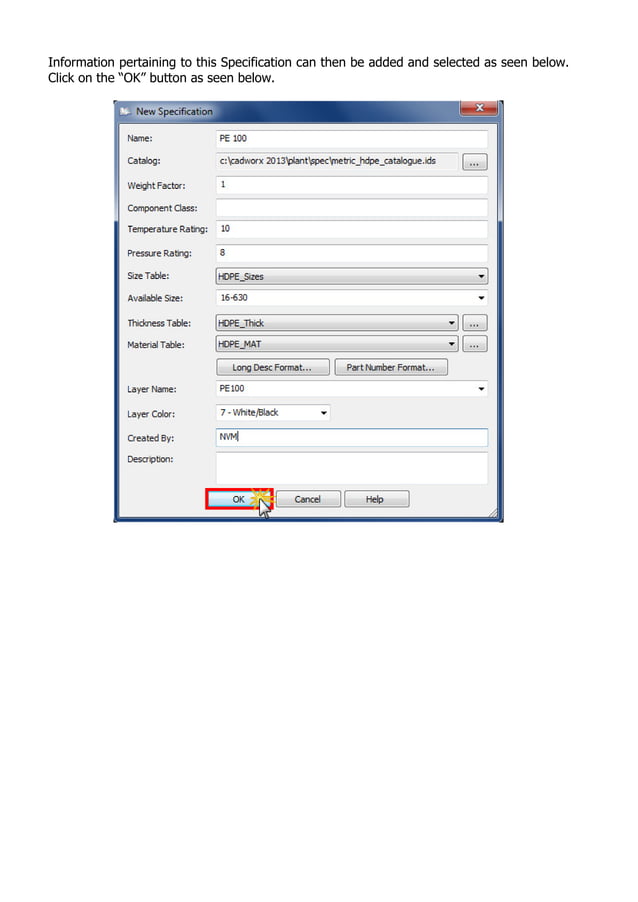 Creating CADWorx 2013 Specifications and Adding Components to the Specification.pdf