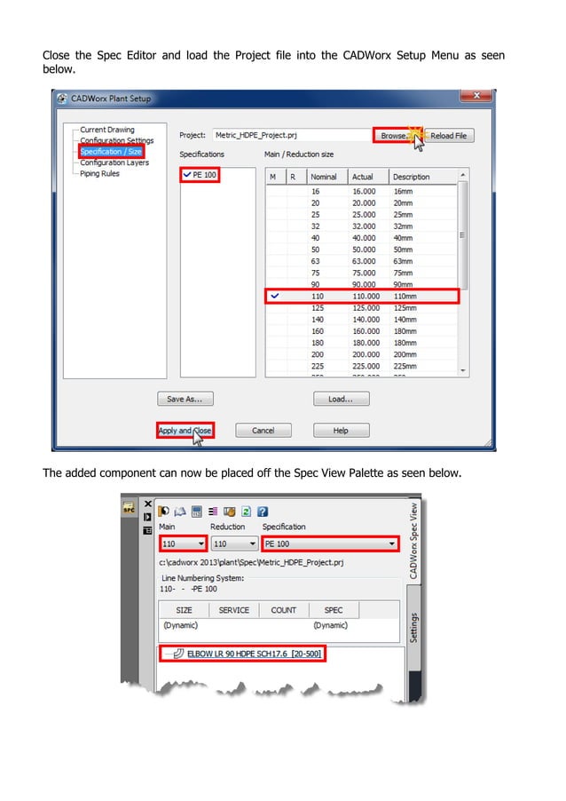 Creating CADWorx 2013 Specifications and Adding Components to the Specification.pdf