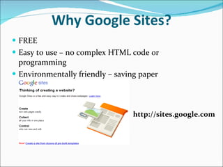 Creating Classroom Websites using Google Sites | PPT