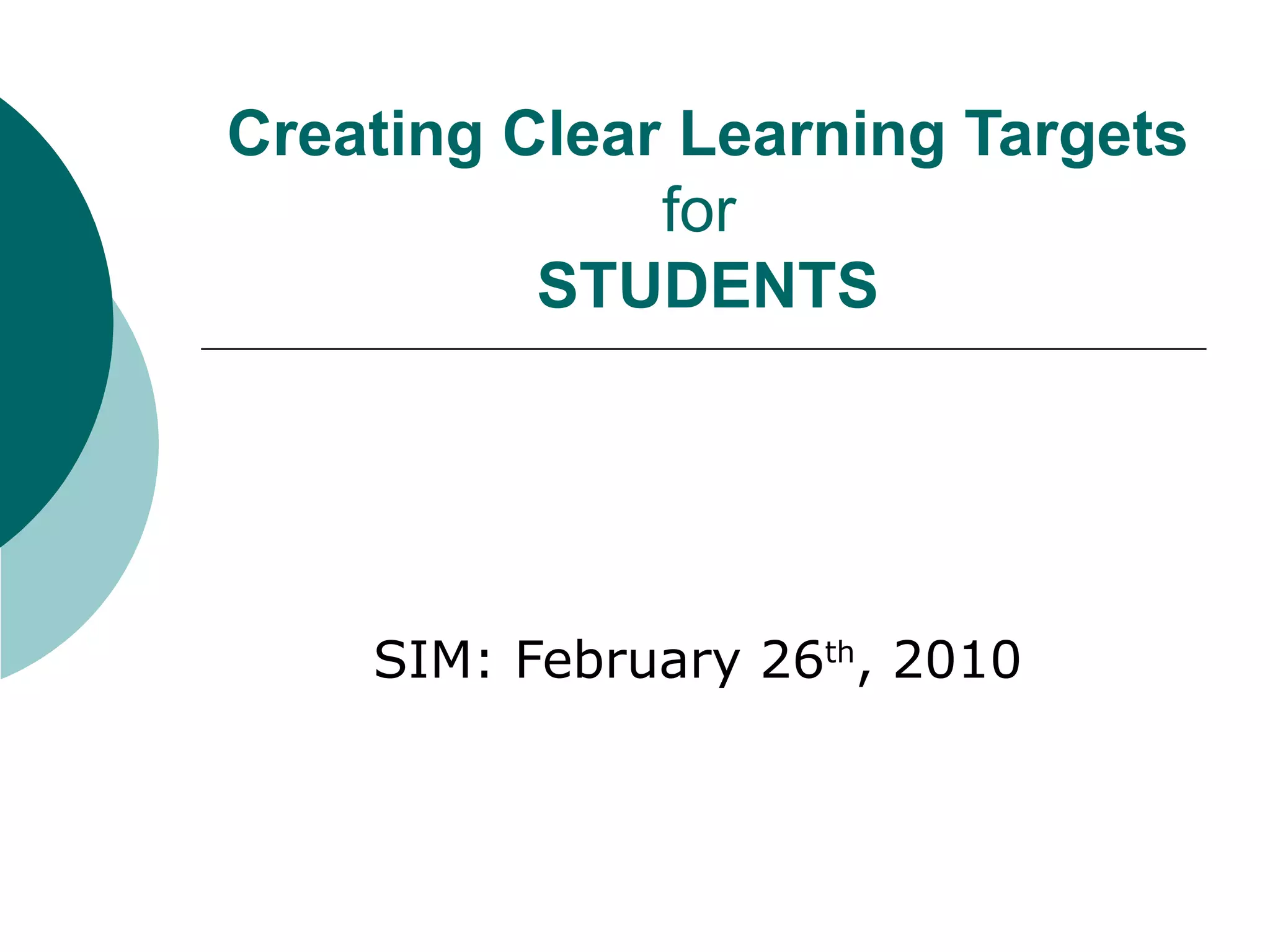 Creating clear learning targets | PPT