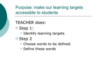 Creating clear learning targets | PPT