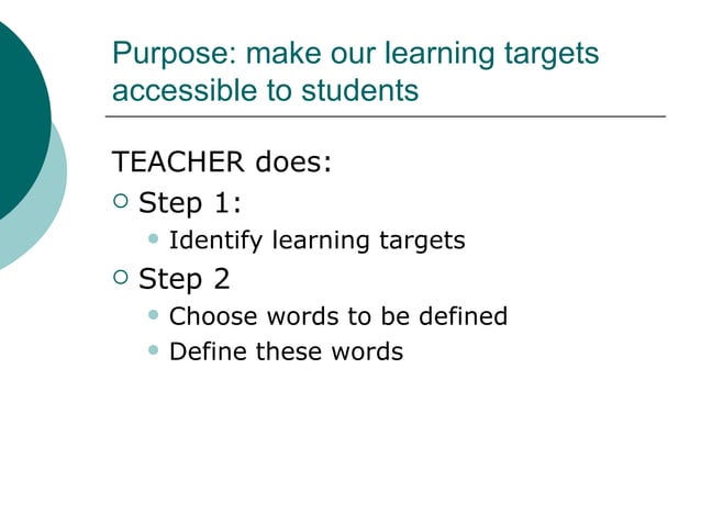 Creating clear learning targets | PPT