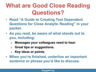 Creating close reading lessons | PPT