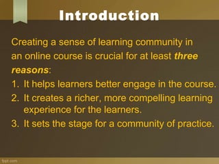 Creating a Sense of Community of Learning | PPT