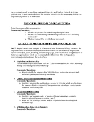 Creating a Constitution or By-Laws | PDF