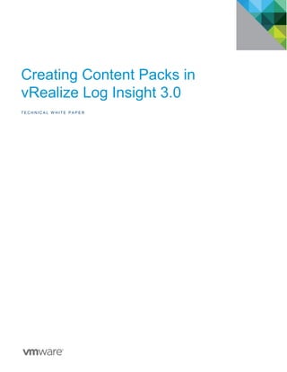 Creating content packs in VMware LogInsight | PDF