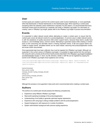 Creating content packs in VMware LogInsight | PDF