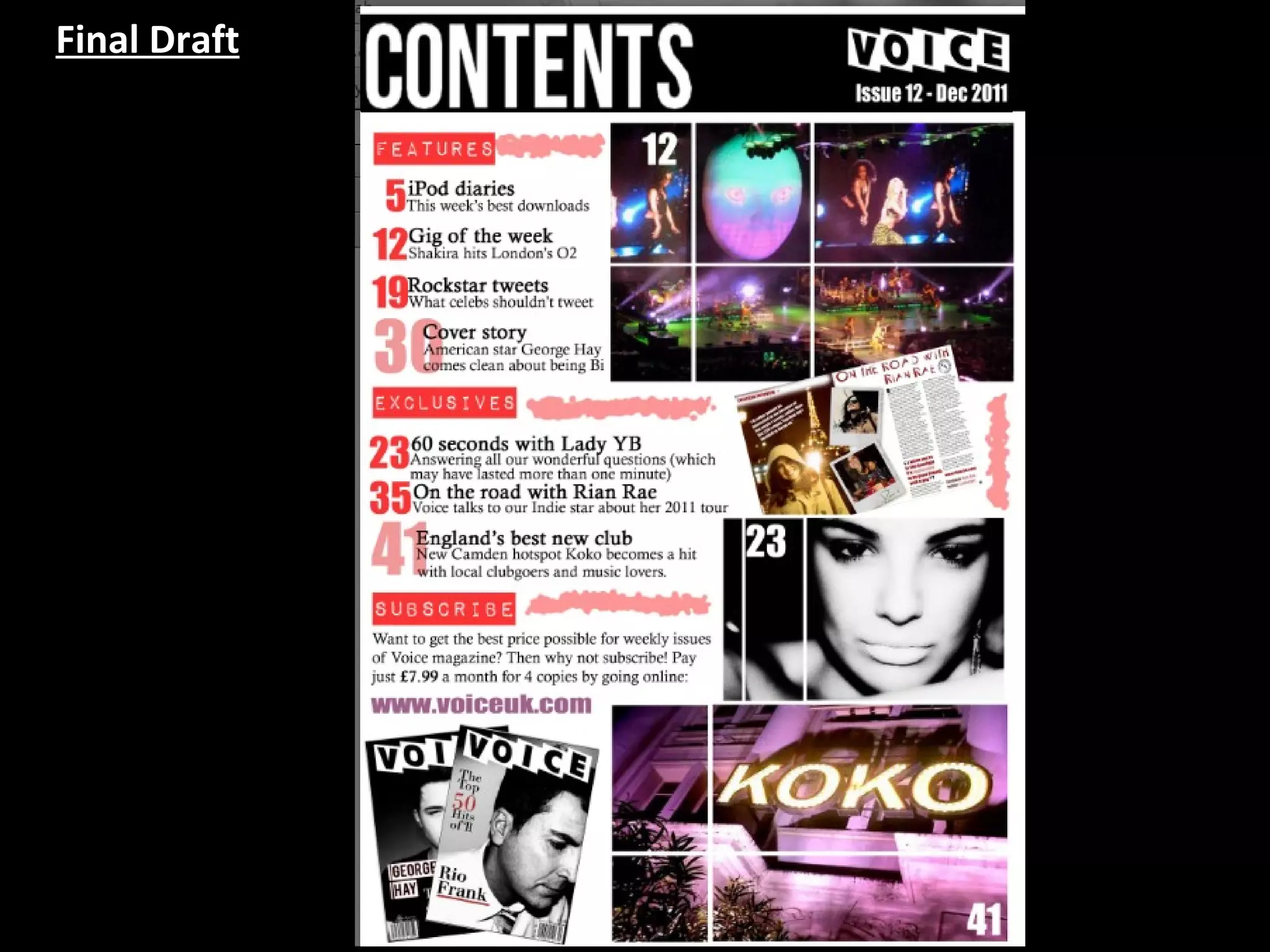 Music Magazine Contents Page | PPT