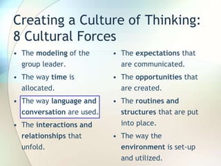 Creating cultures of thinking through teacher language | PPTX