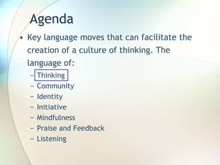 Creating cultures of thinking through teacher language | PPTX