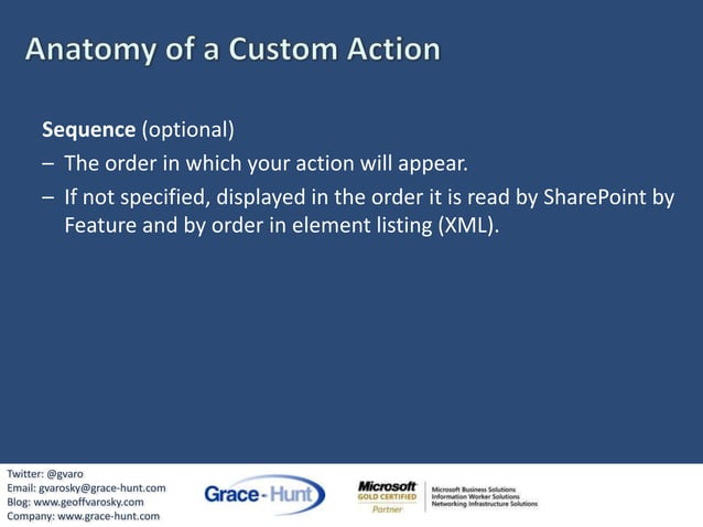 Creating Custom Actions within SharePoint | PPTX