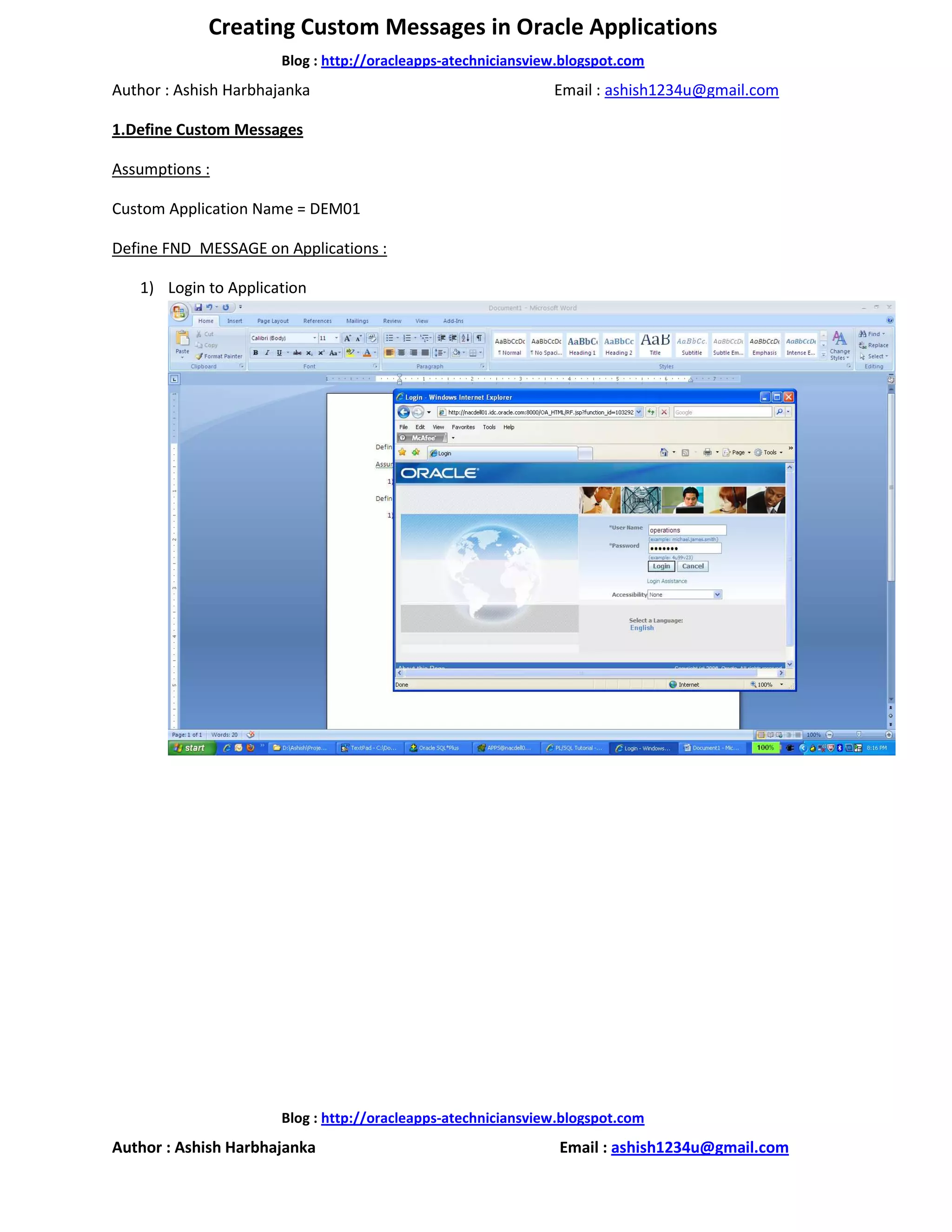Creating custom messages in oracle applications | PDF