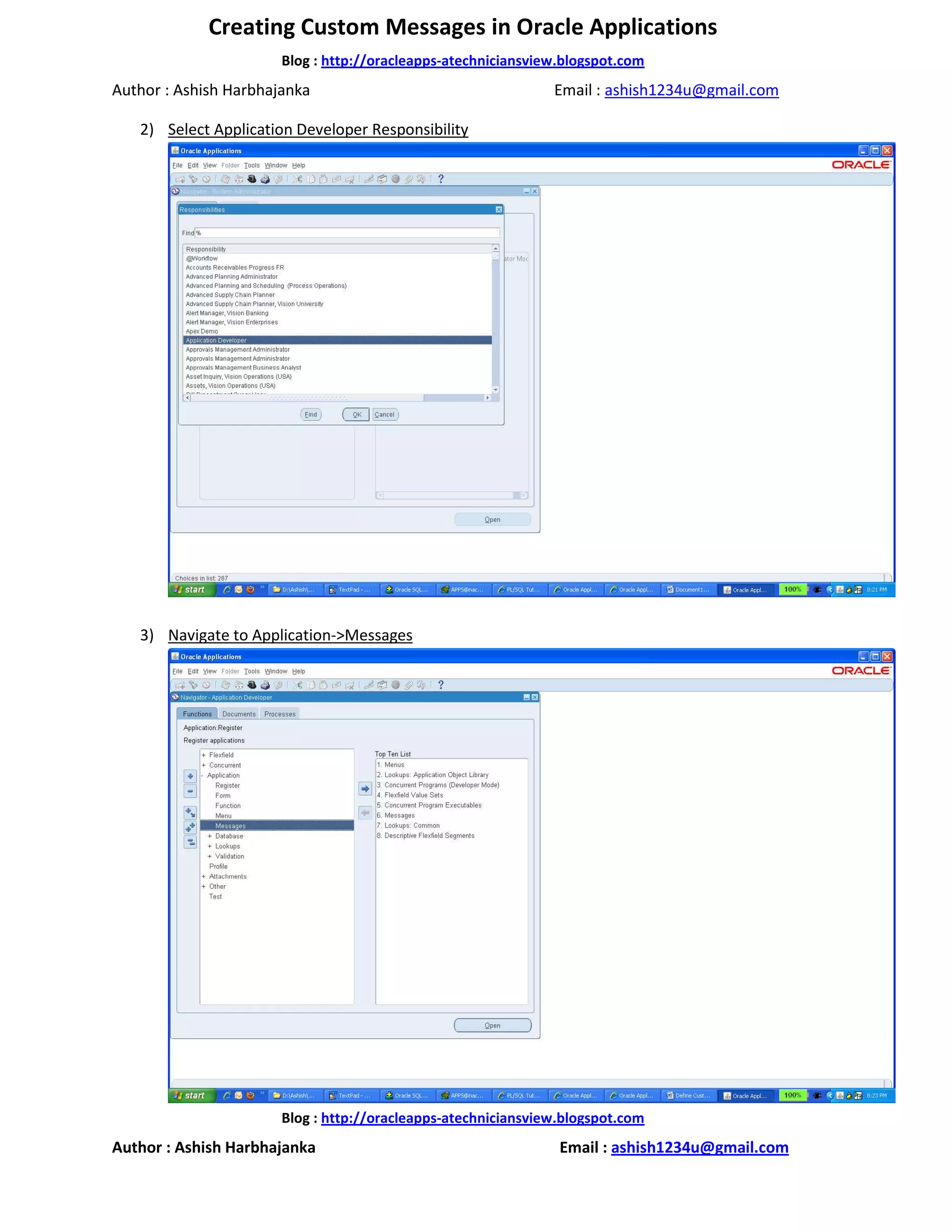 Creating custom messages in oracle applications | PDF