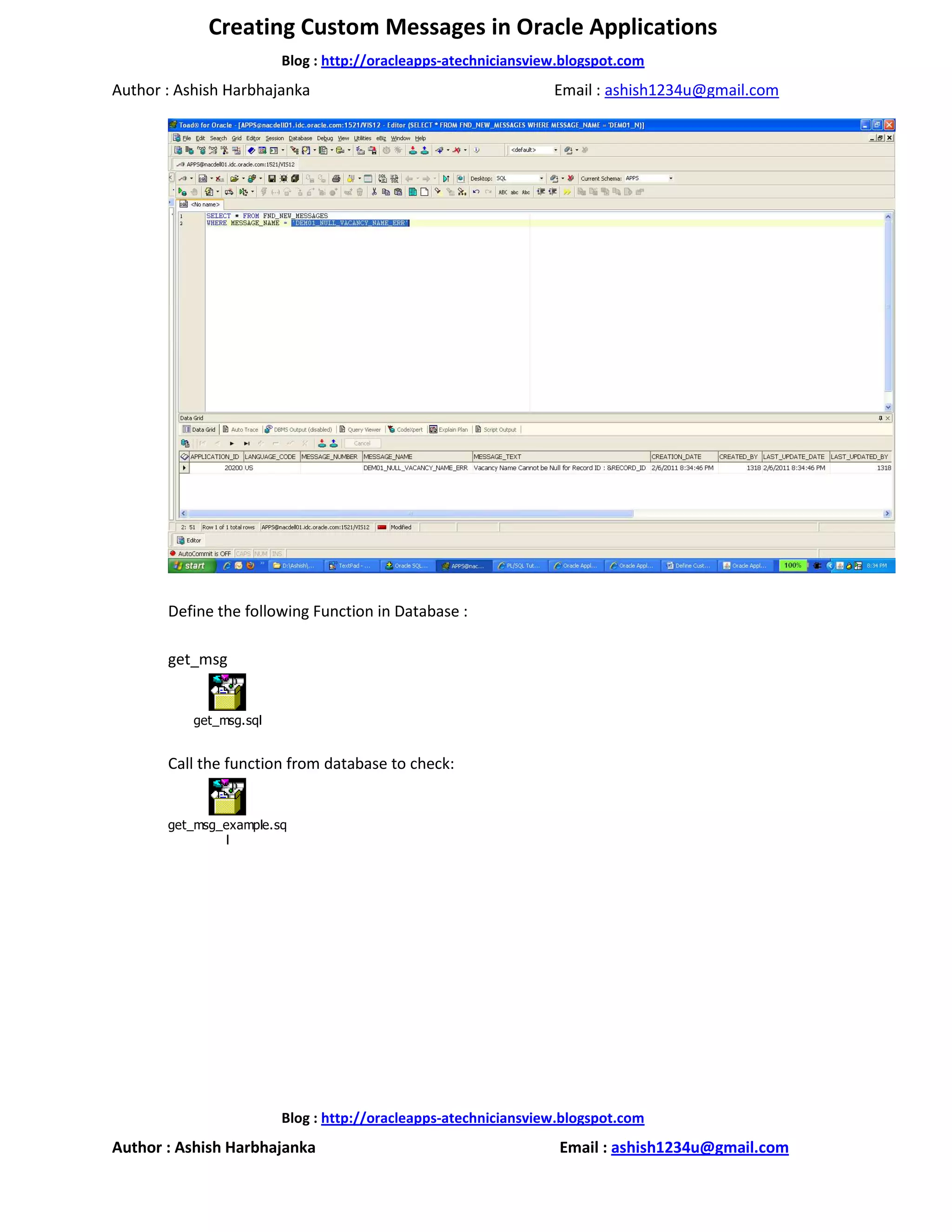 Creating custom messages in oracle applications | PDF