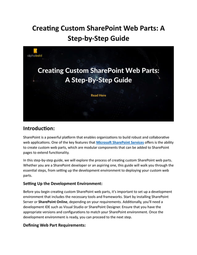 Creating Custom Sharepoint Web Parts A Step By Step Guidepdf 