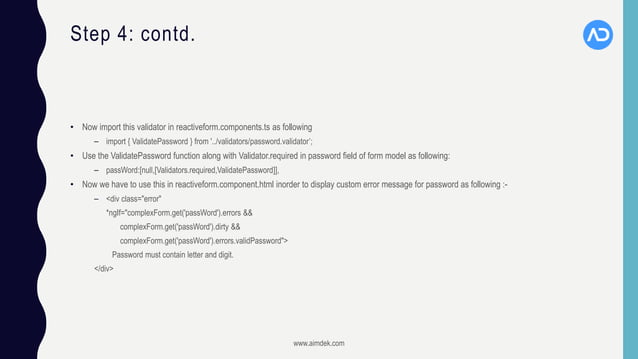 Creating Custom Validators On Reactive Forms Using Angular 6 Ppt