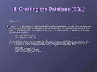 Creating Database 2010 | PPT