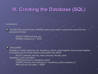 Creating Database 2010 | PPT
