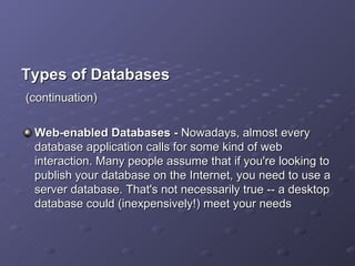 Creating Database 2010 | PPT