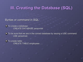 Creating Database 2010 | PPT
