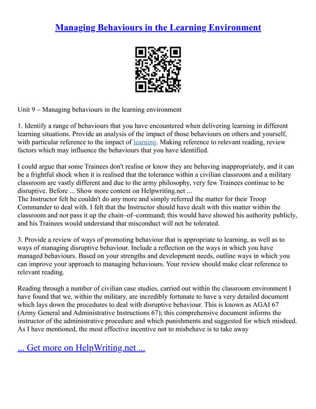 Creating Effective Learning Environments For Learners | PDF