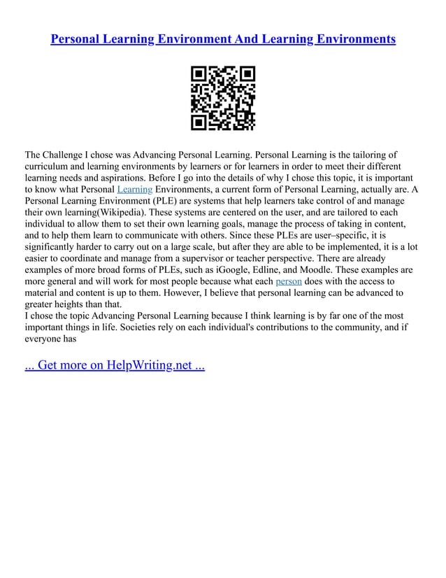 Creating Effective Learning Environments For Learners | PDF