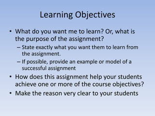 Creating effective online assignments | PPTX