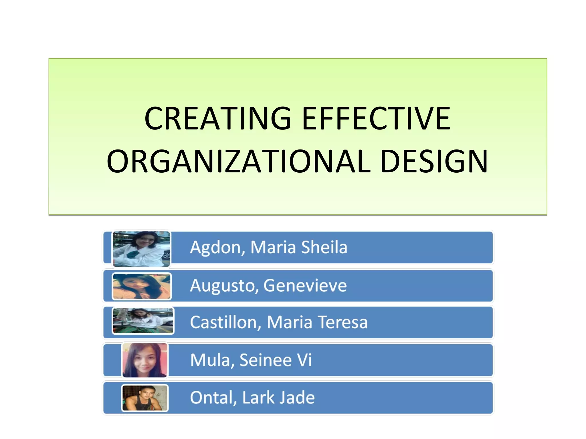 Creating effective organizational design (1) | PPT