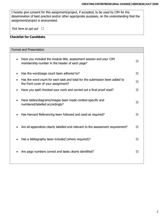 Creating entrepreneurial change CIM ASSIGNMENTS | PDF