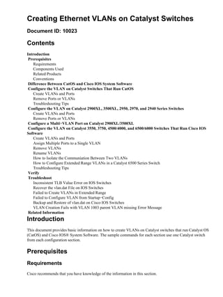 Creating ethernet vla ns on catalyst switches | PDF