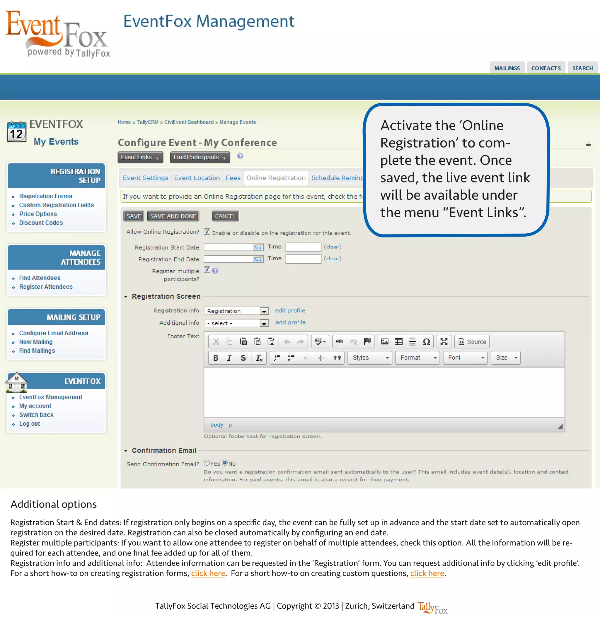 Set up Events - EventFox Registration Solution | PDF