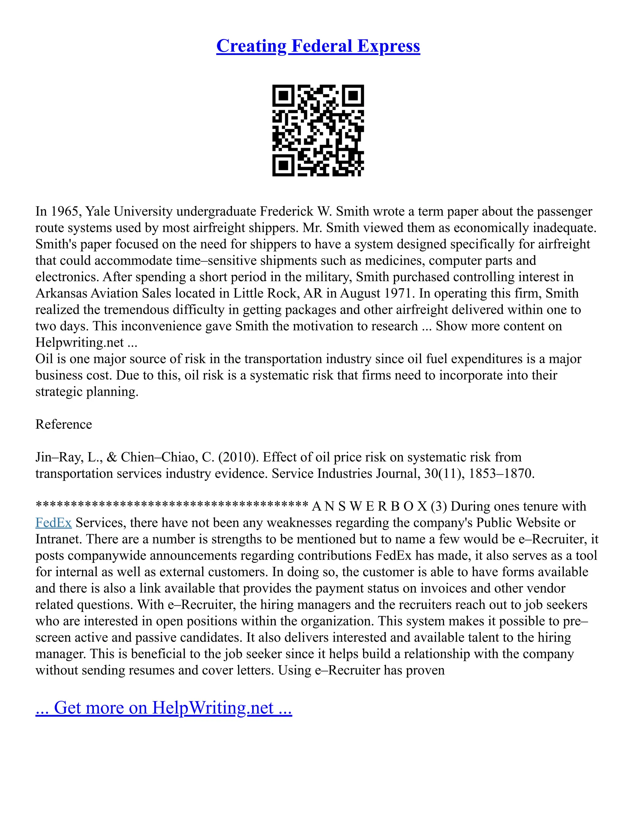 Creating Federal Express | PDF