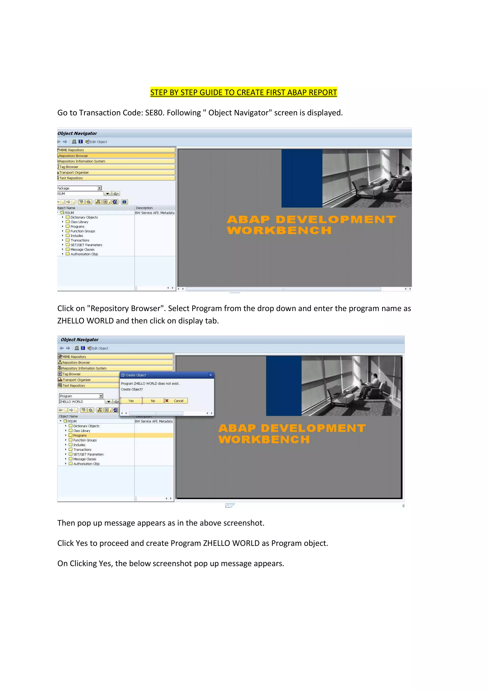 Step By Step Guide For Creating First Abap Report In Sap Pdf