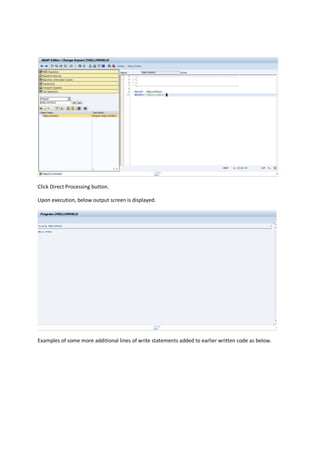 Step by Step guide for creating first ABAP report in SAP | PDF