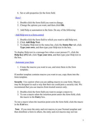 Creating forms word 2003 | DOC