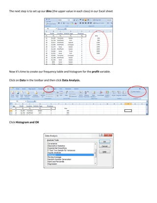 Creating frequency distribution tables and histograms using excel analysis toolpak | PDF ...