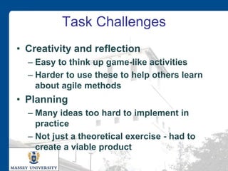 Creating game like activities in agile software engineering education | PPT